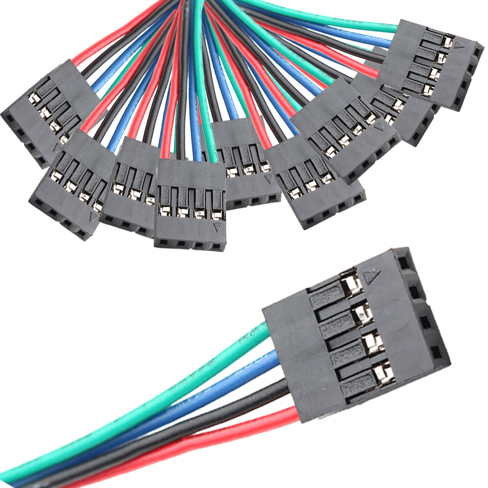 10x 4 Pin Jumper Kabel Buchse-Buchse 70 cm | Roboter-Bausatz.de