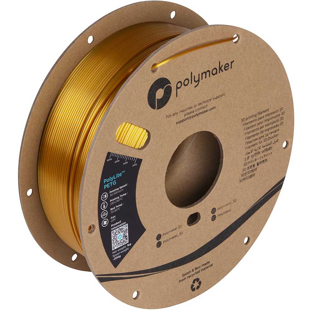 Polymaker PolyLite PETG Filament Gold 1.75mm 1kg | Roboter-Bausatz.de