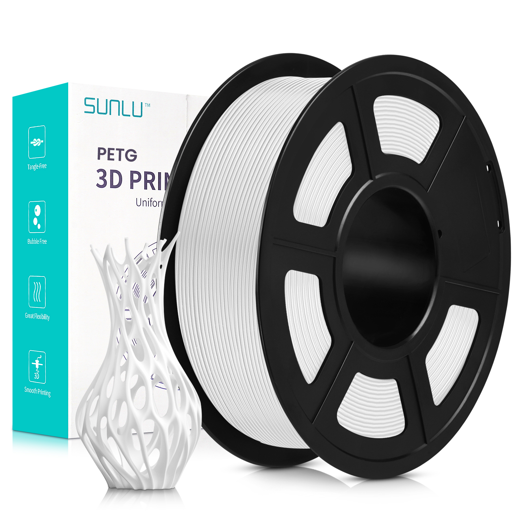 Sunlu PETG Filament White 1.75mm 5kg | Roboter-Bausatz.de